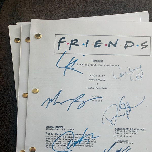 Friends "the One With the Flashback" Episode TV Script Autographed ...