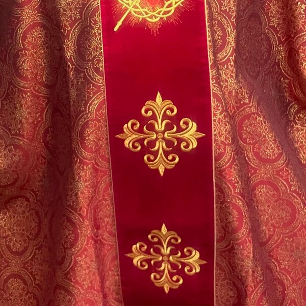 Roman Style Cope With a Stole, Gold Red Cope Chasuble, Vestments for ...