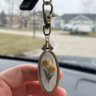 Wax Flower Embroidery Keychain - Etsy