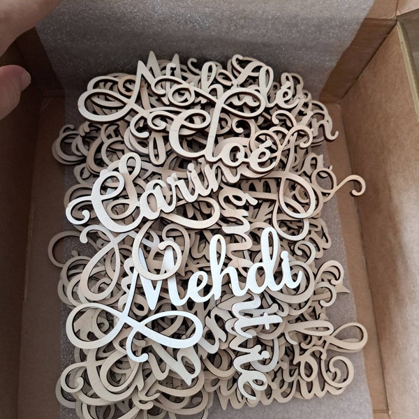 Laser Cut Wood Names Custom Laser Cut Name Signs Wedding Place Cards ...