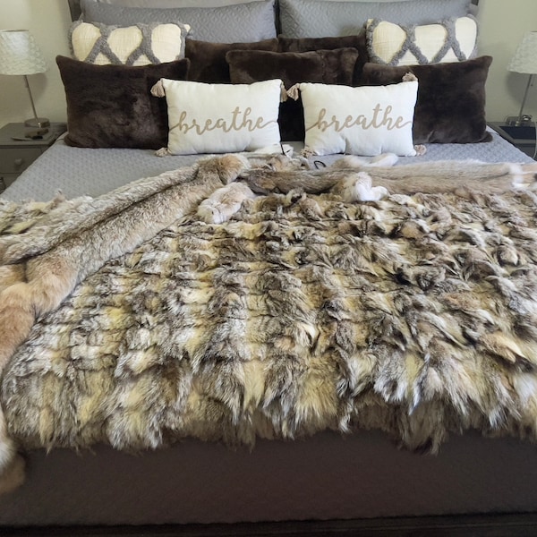 Luxury Red Fox Fur Blanket Throw | Luxury Bedding | Pelt Blanket | Fur ...