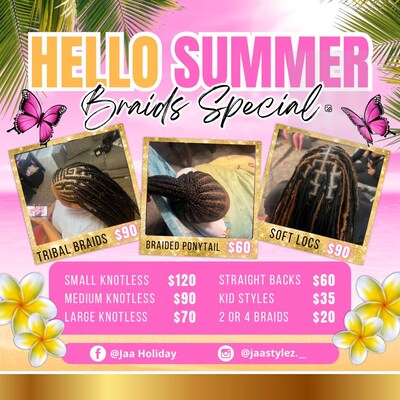 Hair Price List Flyer, DIY Wig Flyer Braids Pricing List Social Media ...