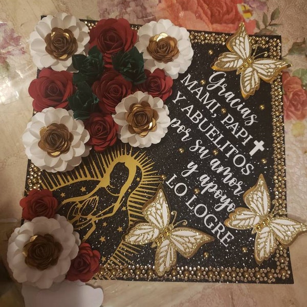 Pink Virgin Mary Graduation Cap, Pink Graduation, Glitter Grad Cap ...