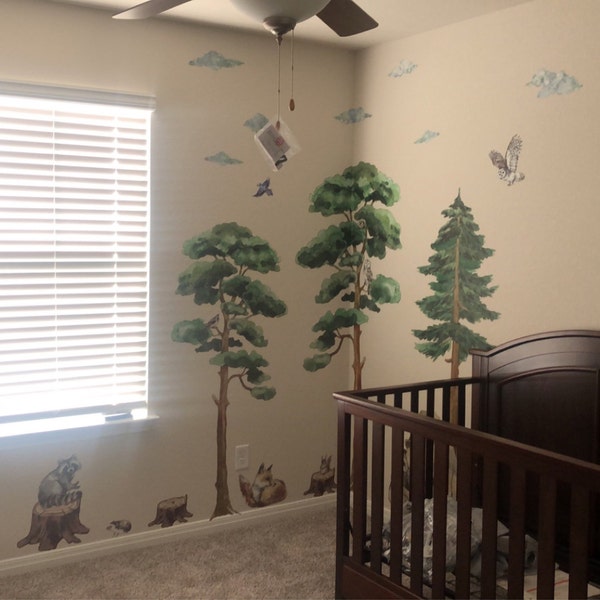 XL Woodland Fabric Wall Decal, Backwoods Woodland Nursery Décor, Forest ...
