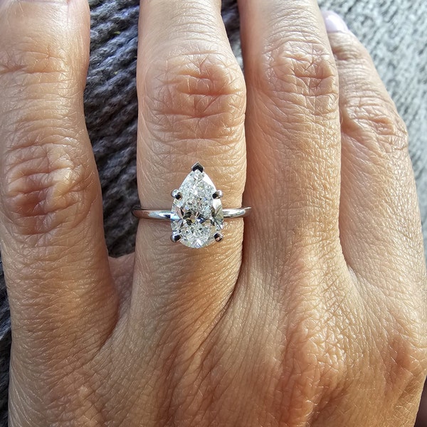 8 Ct Radiant Cut F/VS1 Lab Grown Diamond Engagement Ring 14k White Gold ...