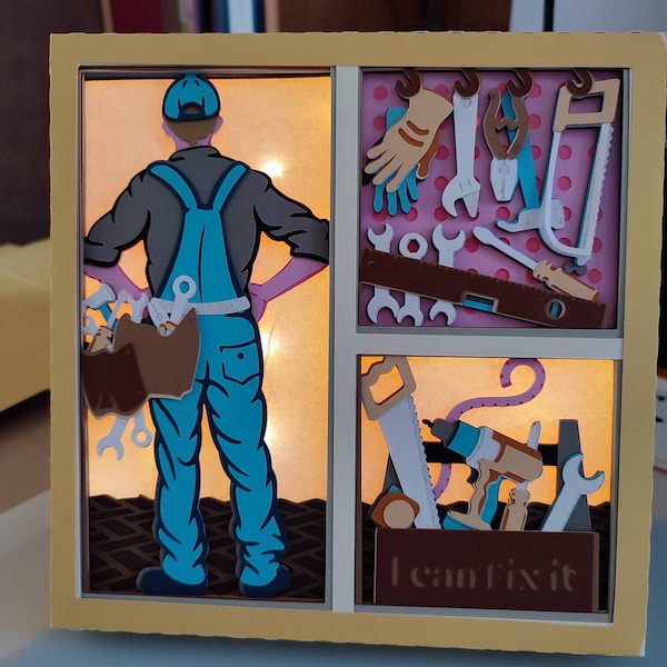 3D SVG Handyman Shadow Box, 3D Layered Father's Day SVG Tools 3D Svg ...