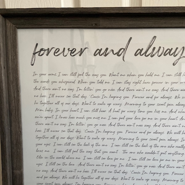 Custom Song Lyrics Print, Your Song Lyrics Printed, Lyrics Art, Wall ...