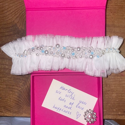 Slim Wedding Garter With Crystals Elegant Lace Garter for - Etsy