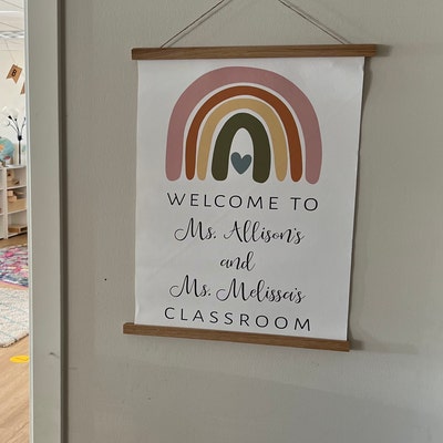 DIGITAL DOWNLOAD Teacher Name Sign Boho Classroom Decor Pastel Rainbow ...