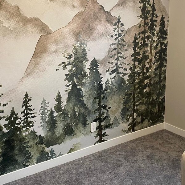 Mountain Wall Art, Mountain View Print, Woodland Printable, DIGITAL ...