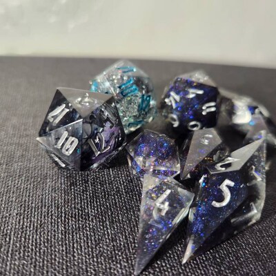 Heaven's Light, 7 Piece Polyhedral Dice Set, Sharp Edge Dice, Handmade ...
