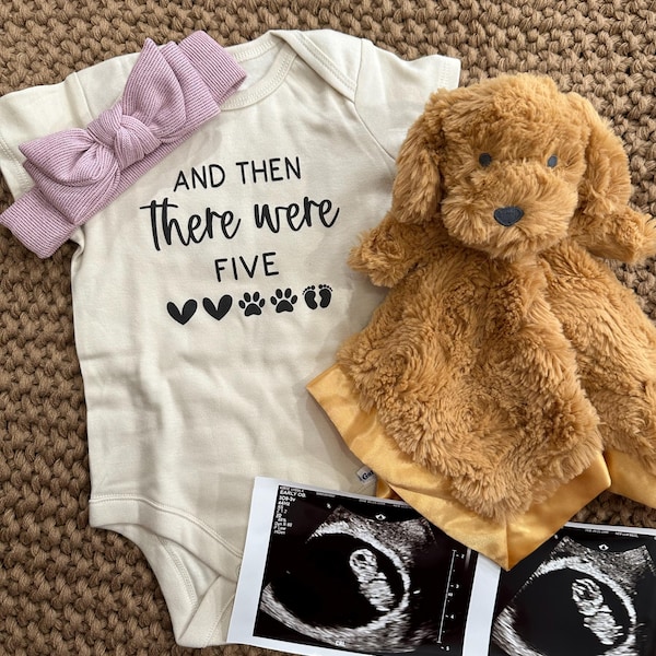 And Then There Were Five Baby Onesie®, Pregnancy Announcement, Baby ...