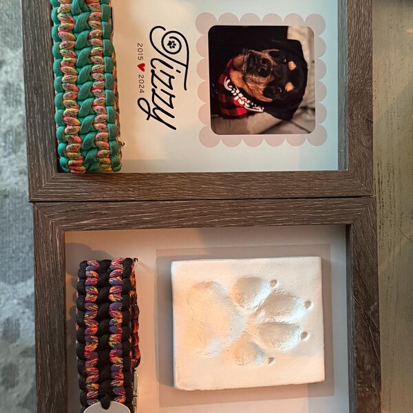 Pet Memorial Gift With Collar and Clay Paw Print Shadow Box, Clay Paw ...