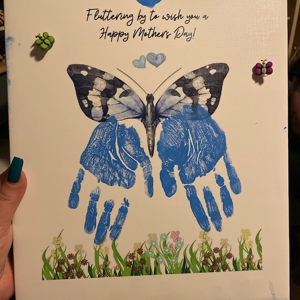 Mothers Day Handprint Craft, Fluttering by to Wish You a Happy Mothers ...