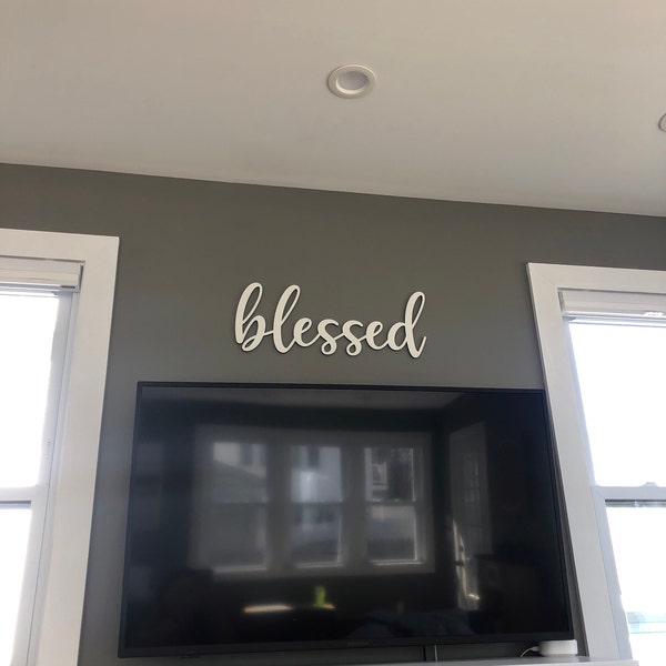 Wood Blessed Sign for Wall Decor | Large Blessed Word Sign ...
