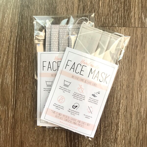 Face Mask LABEL CARE CARD, How to Handle Order Card, Face Mask ...