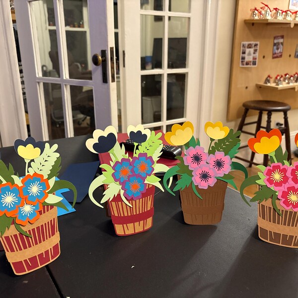 Flower Pot Card Svg, Flower Greeting Card Cut File, Flower Thank You ...