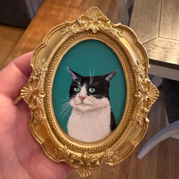 Black Cat 2x 2 Original Miniature Acrylic Painting on Canvas With or ...