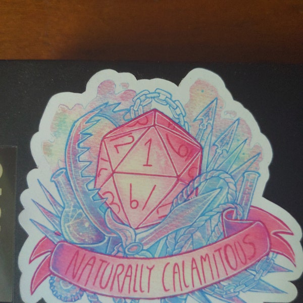 D&D Pastel Watercolour Nat1 D20 Stickers, Dnd Dungeons and Dragons 5e ...