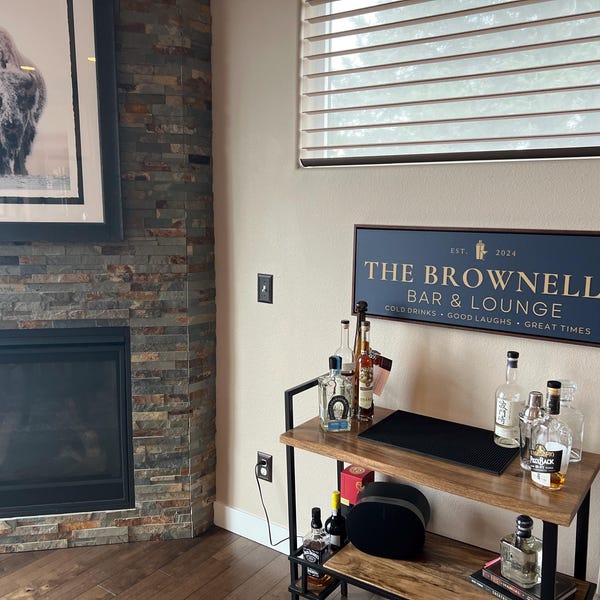 Personalized Home Bar Sign, Modern Lounge Wall Art, Basement Pub Print ...