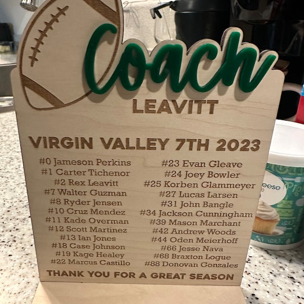 Personalized Football Coaches Gift, Football Coaches Plaque, End of ...