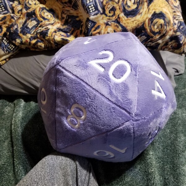 Handmade Embroidered D20 20 Sided Dice Plush Pillow or Stuffed Twenty ...