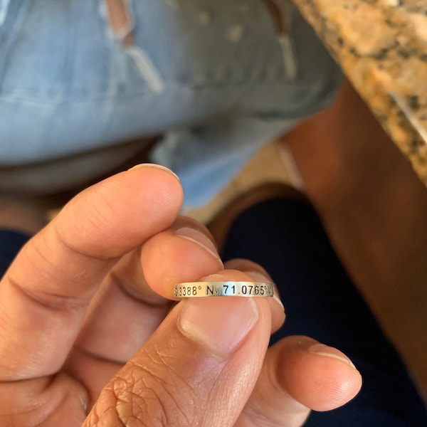 Coordinates Jewelry • Custom Location Stacking Rings • Dainty Latitude ...