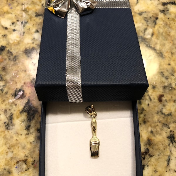 10k Yellow Gold Paintbrush Necklace - Etsy