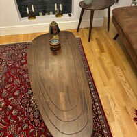 Wooden Oval Coffee Table Side Table, Rustic Mid Century Center Table ...