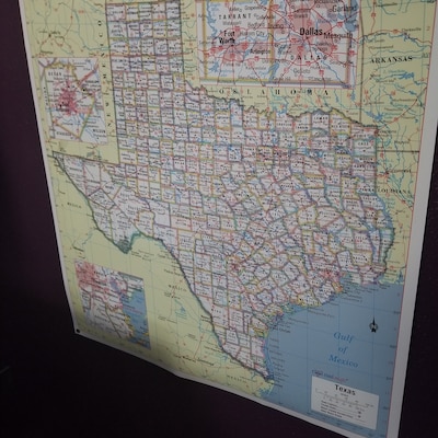 Texas State Wall Map Large Print Poster - Etsy