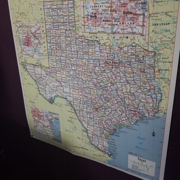 Texas State Wall Map Large Print Poster - Etsy