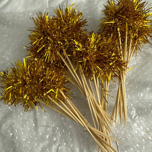 100 Tinsel Stir Sticks | Gold Silver Blush Black Sparkle Champagne ...