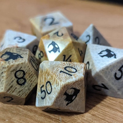 Dnd Dice Set Coral Fossil Polyhedral Dice Set Gemstone Set Dungeons and ...