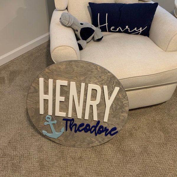 Custom Name | Nautical Theme Sign | Baby Name Sign | Ocean Theme | Wood ...