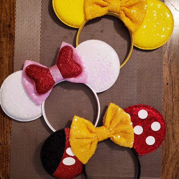 Red White Polka Dots Mickey Ears, Mickey Ears, Minnie Ears, Minnie ...