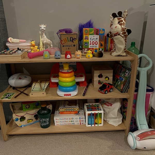 Multi-functional Toy Box - Wooden Toy Organizer, Montessori Furniture ...