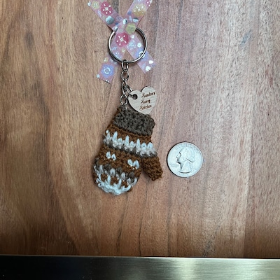 Mitten Key Chain / Handmade Mini Mitt Quarter Keeper Keychain / Mitten ...