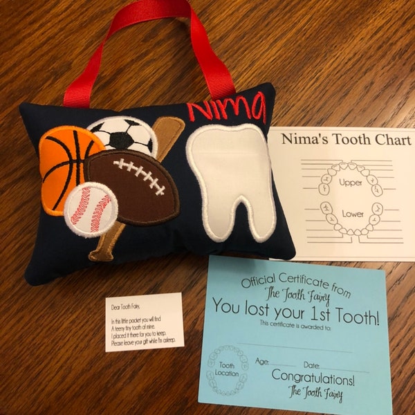 Baseball Sports Tooth Fairy Pillow, Boy Sports Tooth Fairy Pillow ...