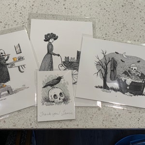 5x7 Giclée Art Print Pen and Ink Drawing of Cute Grim Reaper - Etsy