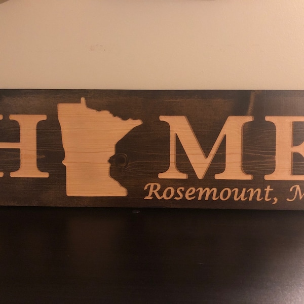 Minnesota Carved Home Sign With Optional City Engraved Great House ...