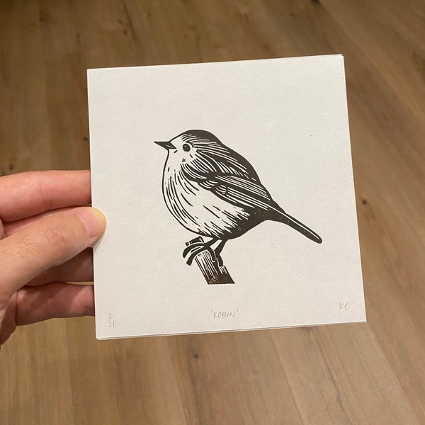 Robin Linocut Art Print, Original Linocut, Nature Print, Handprinted ...