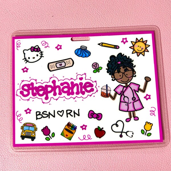 Personalized HORIZONTAL Badge Buddy: Healthcare Name Tag Badge Back 4”W ...