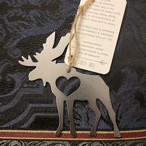 Moose Metal Christmas Ornament Made From Raw Sustainable Recycled Steel ...