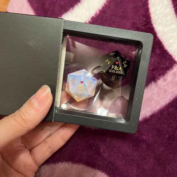 Custom Wedding Dice | Dungeons & Dragons | DND Dice | Stone Dice ...