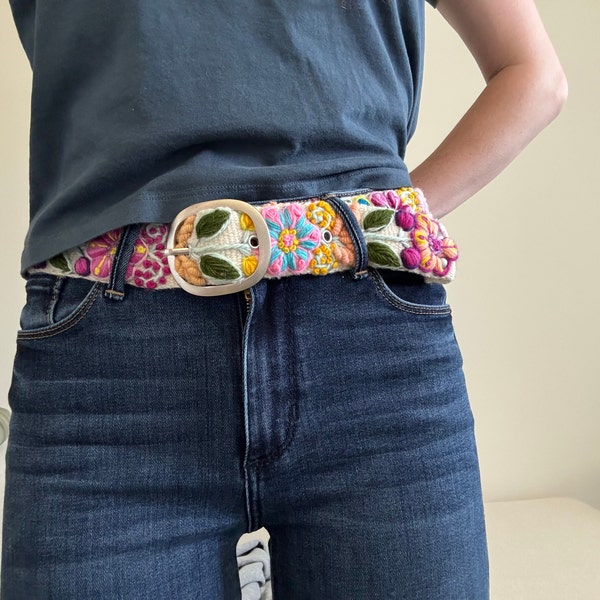 Hand Embroidered Belt Floral Colorful, Peruvian Embroidered Belts ...