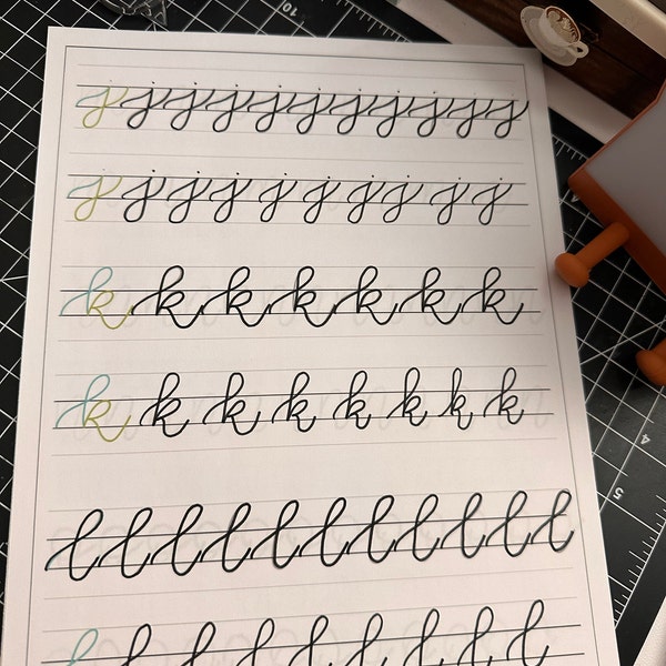 DIGITAL DOWNLOAD Monoline Bouncy Cursive Lettering Workbook (60 PAGES ...