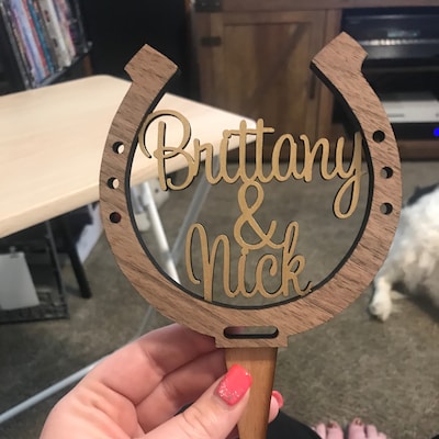 Horseshoe Cake Topper, Wedding Cake Topper, Personalized Cake Topper ...