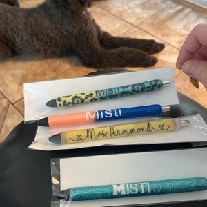 Personalized Epoxy Glitter Black Ink Pen: Refuillable - Etsy