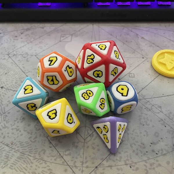 Dnd Dice Set Mario Themed - Polyhedral Dice for RPG - D4 D6 D8 D10 D ...