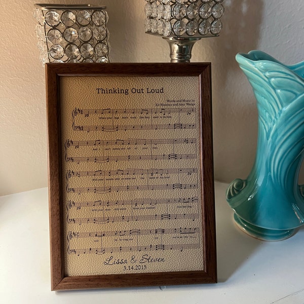 Leather Engraved Music Sheet, Personalized Framed Music Notes, 3rd ...